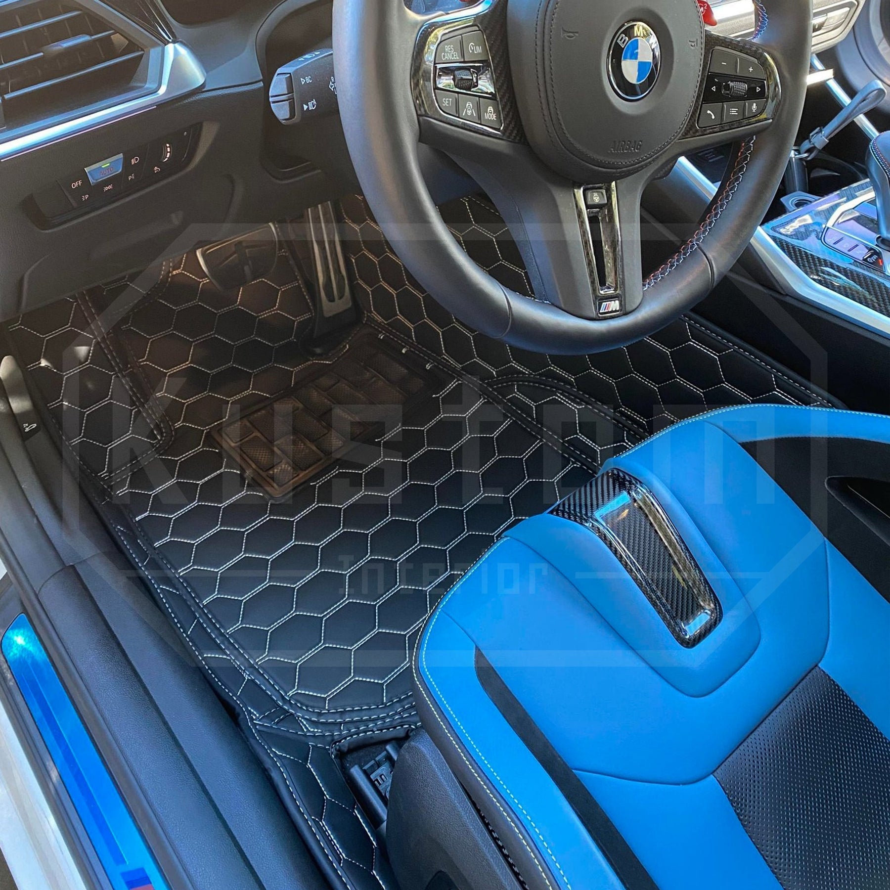 2021+ BMW G82 M4 / G80 M3 Premium Honeycomb Leather Floor Mat Liners ...