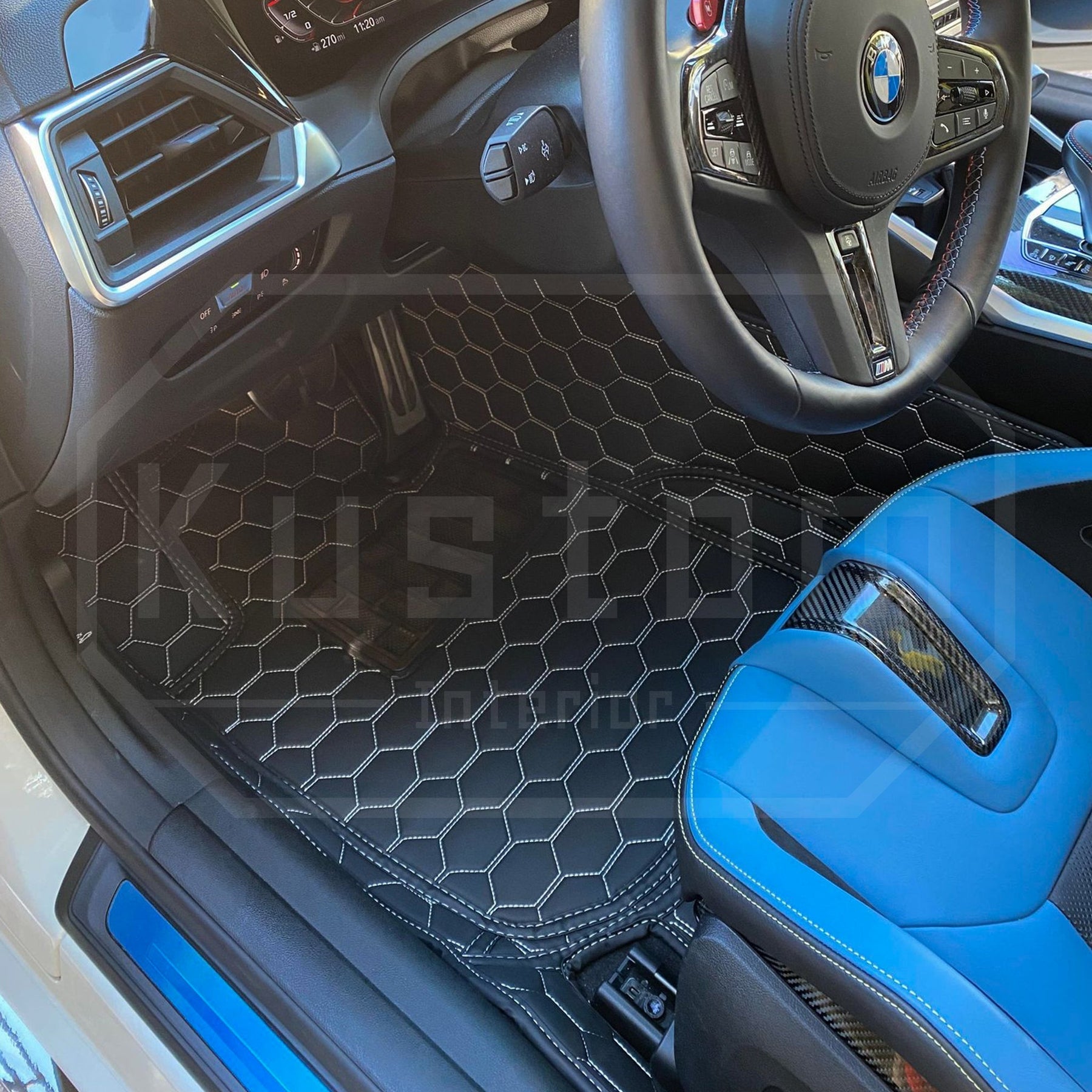 2021+ BMW G82 M4 / G80 M3 Premium Honeycomb Leather Floor Mat Liners ...